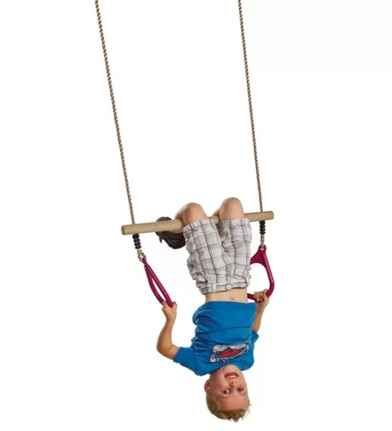 Wooden trapeze swing with triangular gym rings for kids Playgrounds ...
